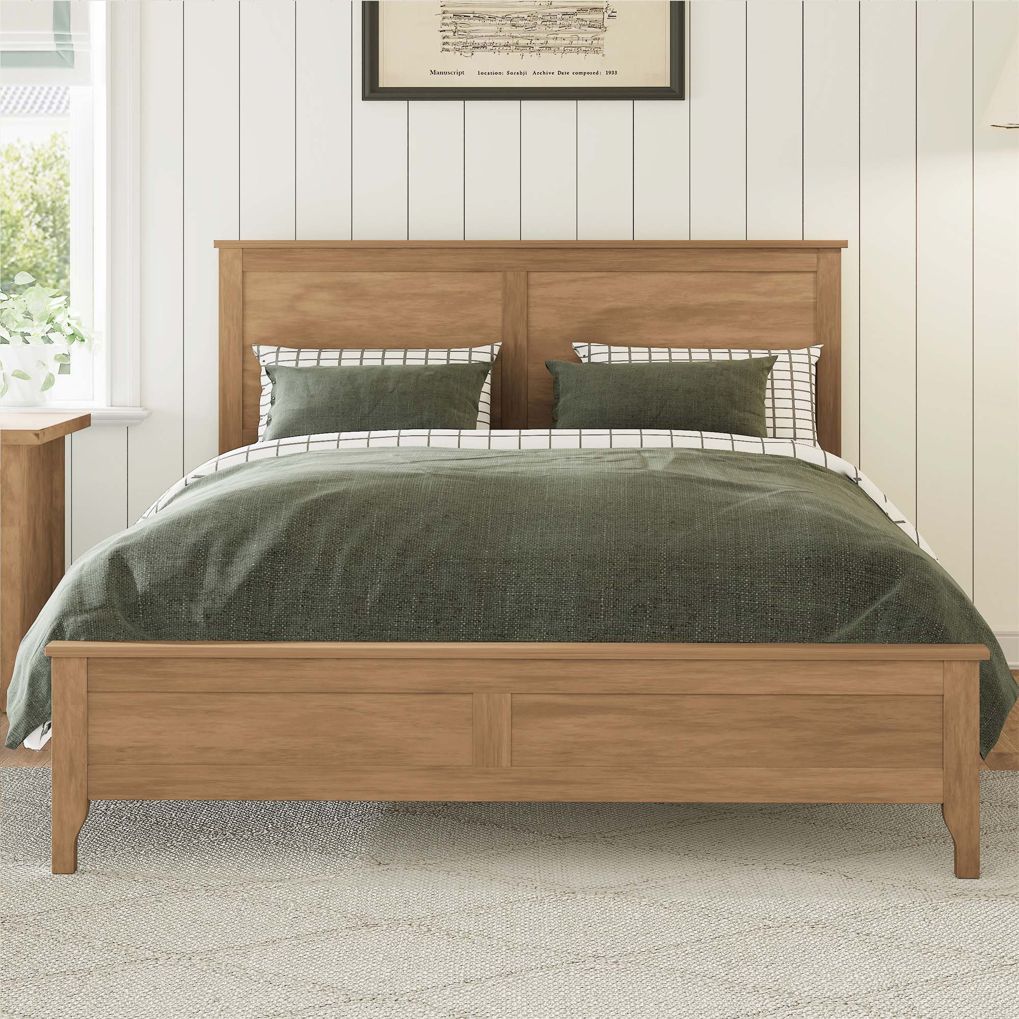 Ebern Designs Modern Solid Wood Platform Bed With Sturdy Wooden Slats ...