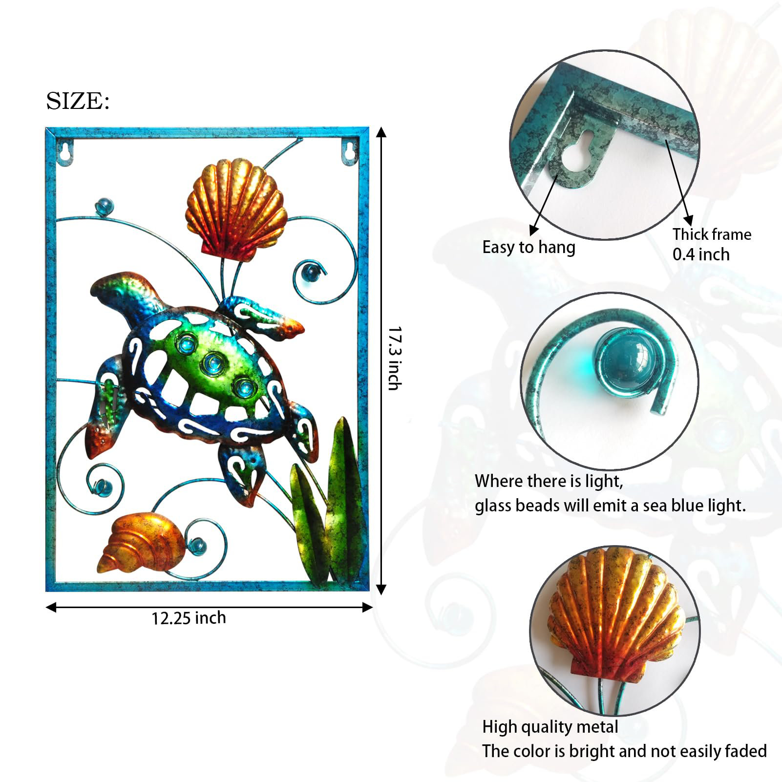 Breakwater Bay Metal Turtle Wall Art Decor 3D Metal Wall Sculpture ...
