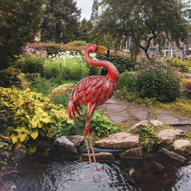 Bay Isle Home™ Wigan Flamingo Animals Weather Resistant Metal Graden ...