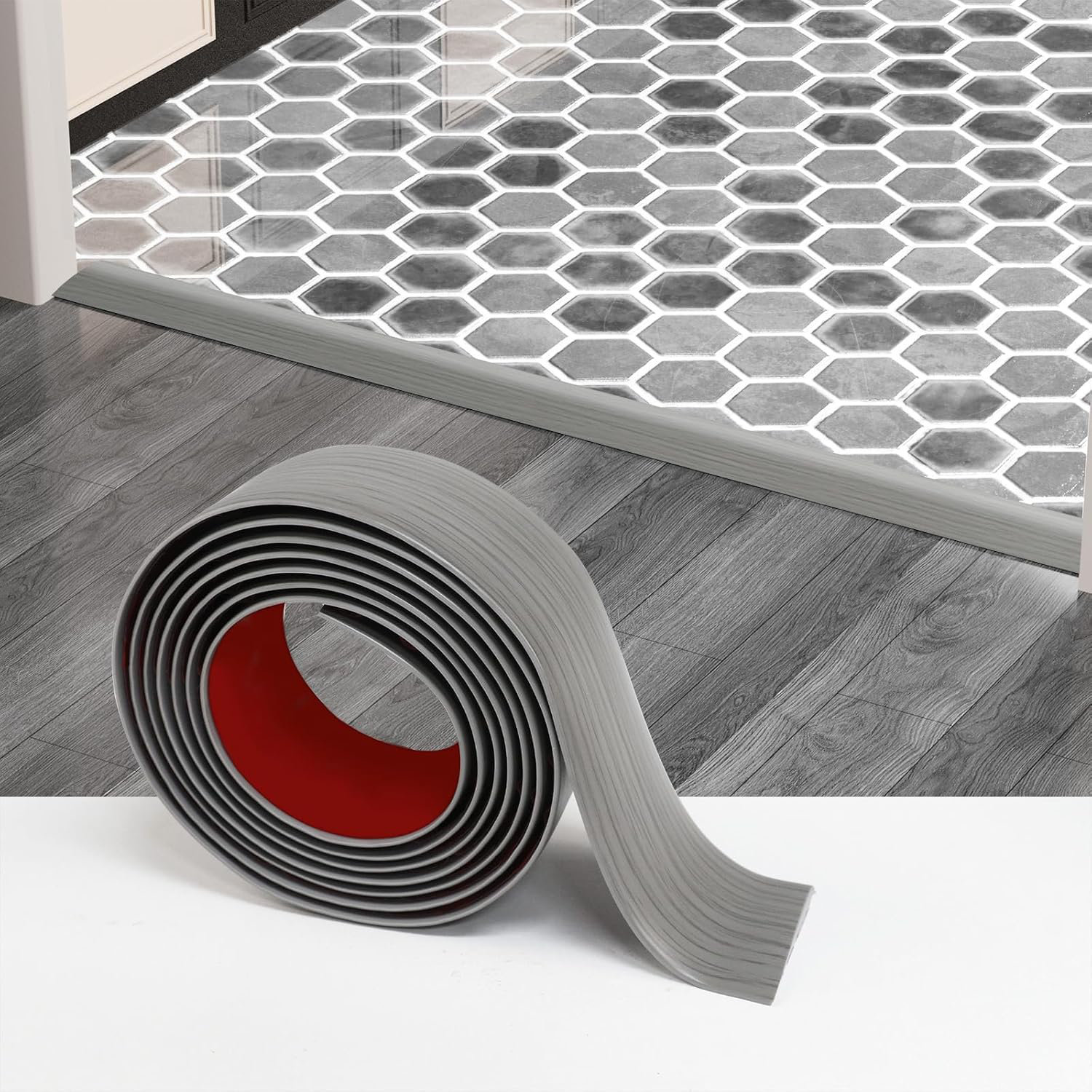 Artmeer Matte Black Peel-and-Stick PVC Floor Transition Strip - Low ...