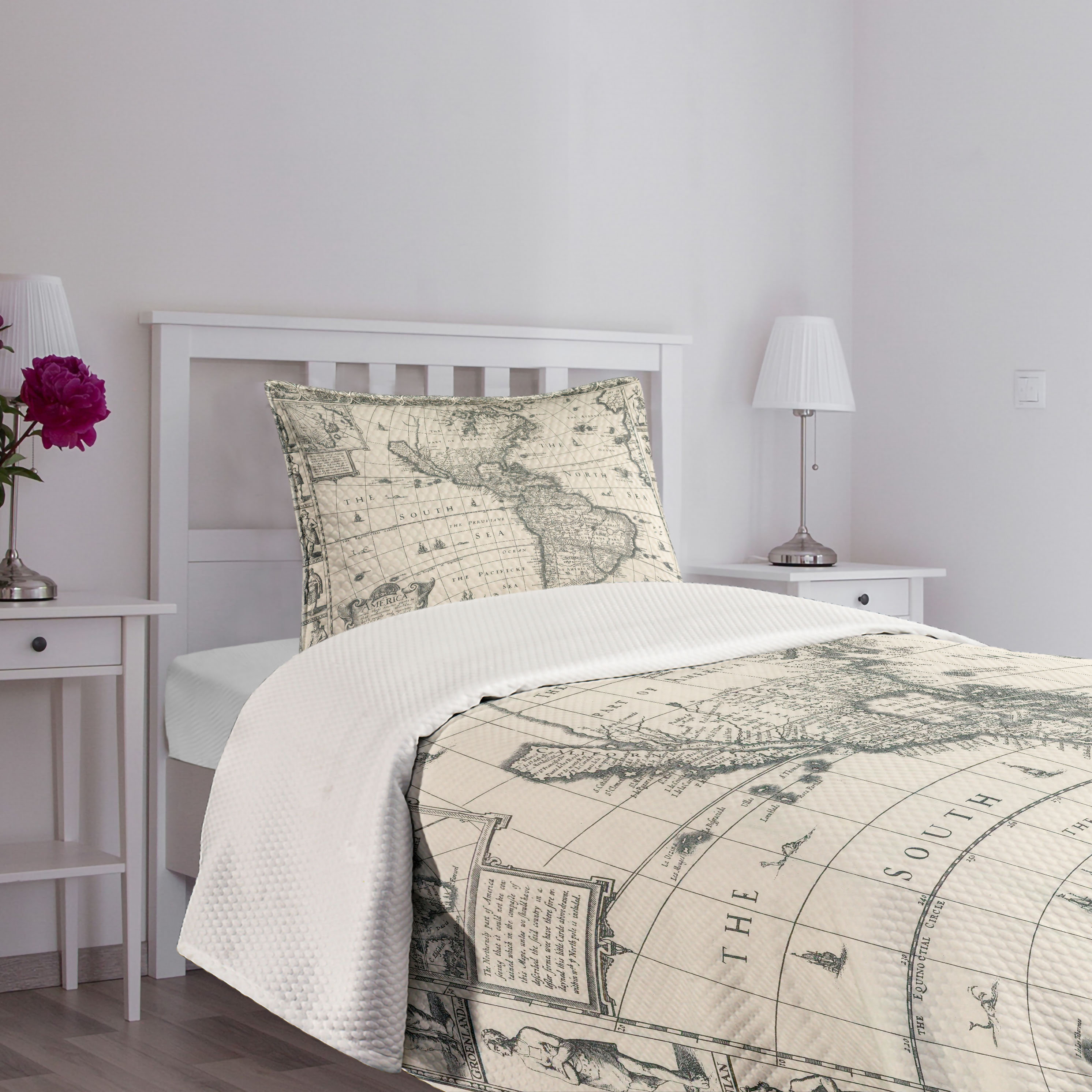 Ambesonne World Map Bedspread Retro Old | Wayfair