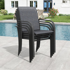 Winston Porter 8-Person Square Outdoor Patio Dining Set With Stackable ...