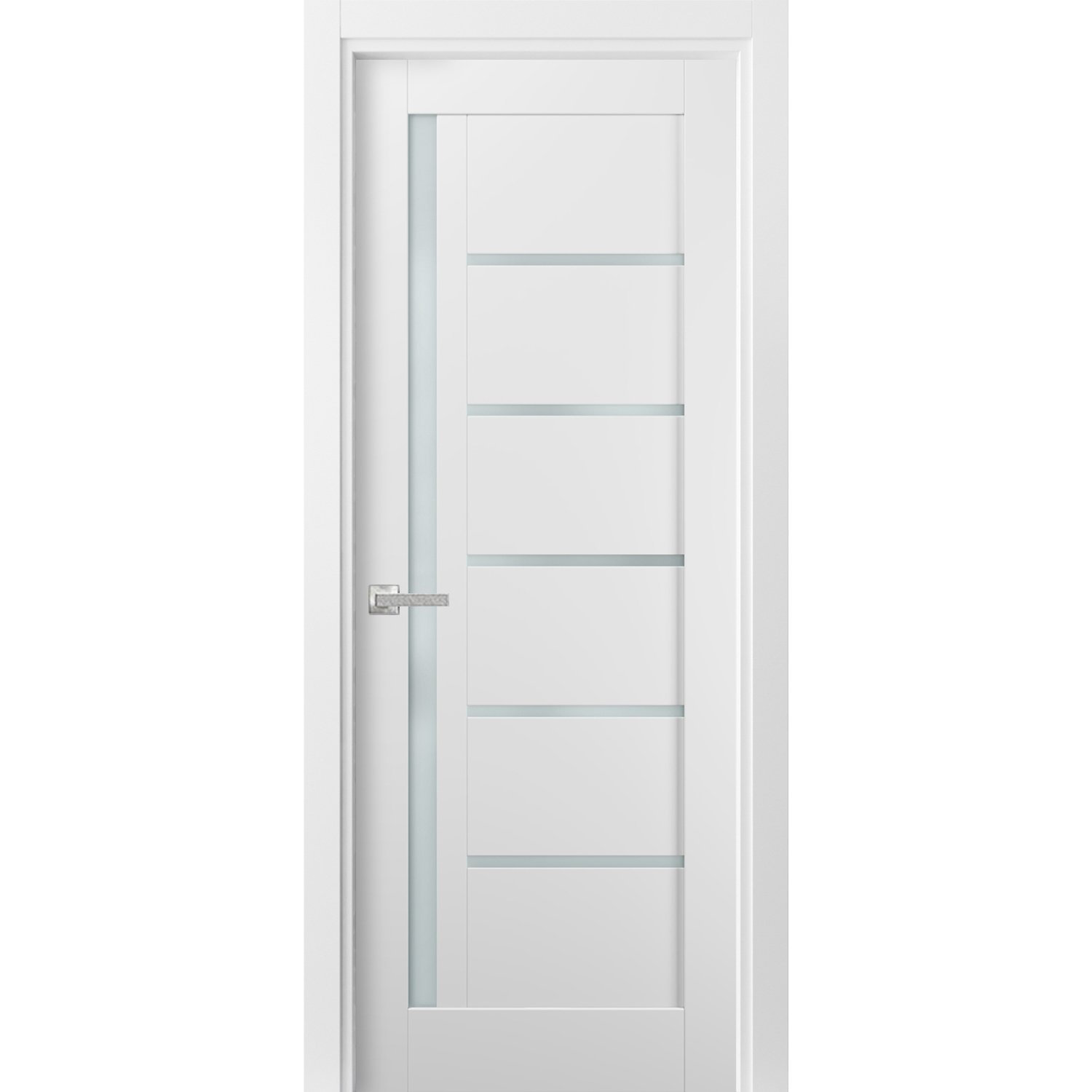 SARTODOORS Quadro Frosted Glass Standard White Door with Installation ...