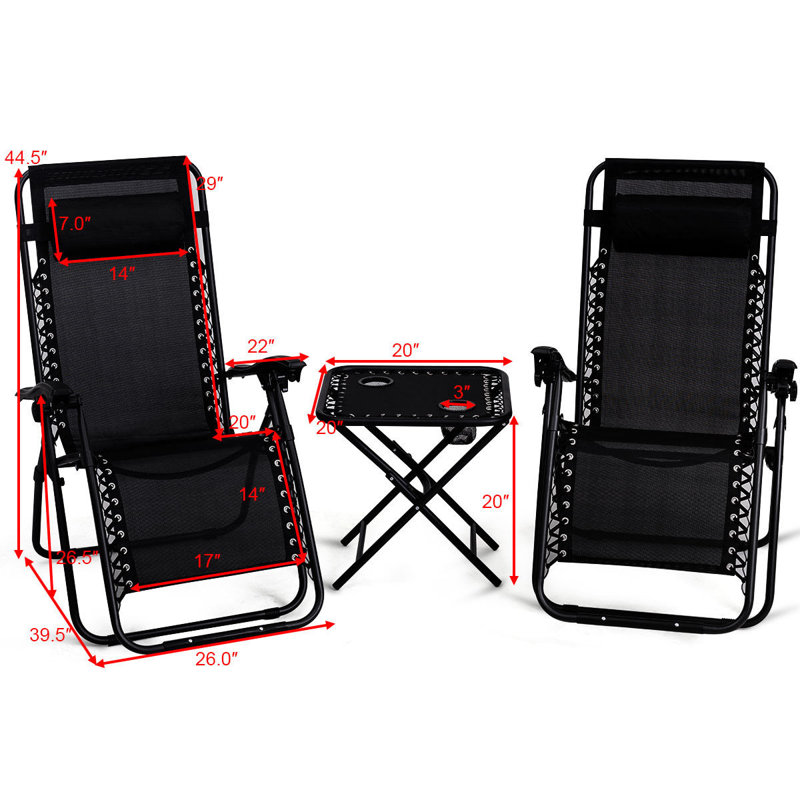 Arlmont & Co. Rowell Outdoor Metal Chaise Lounge Set with Table ...