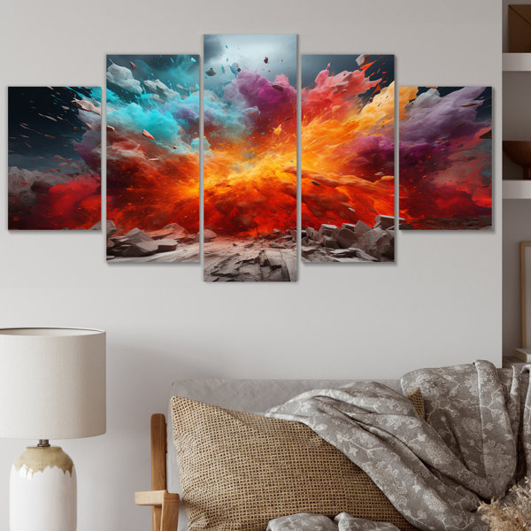DesignArt Geyser Burst Of Color - Landscapes Metal Art Print Set ...