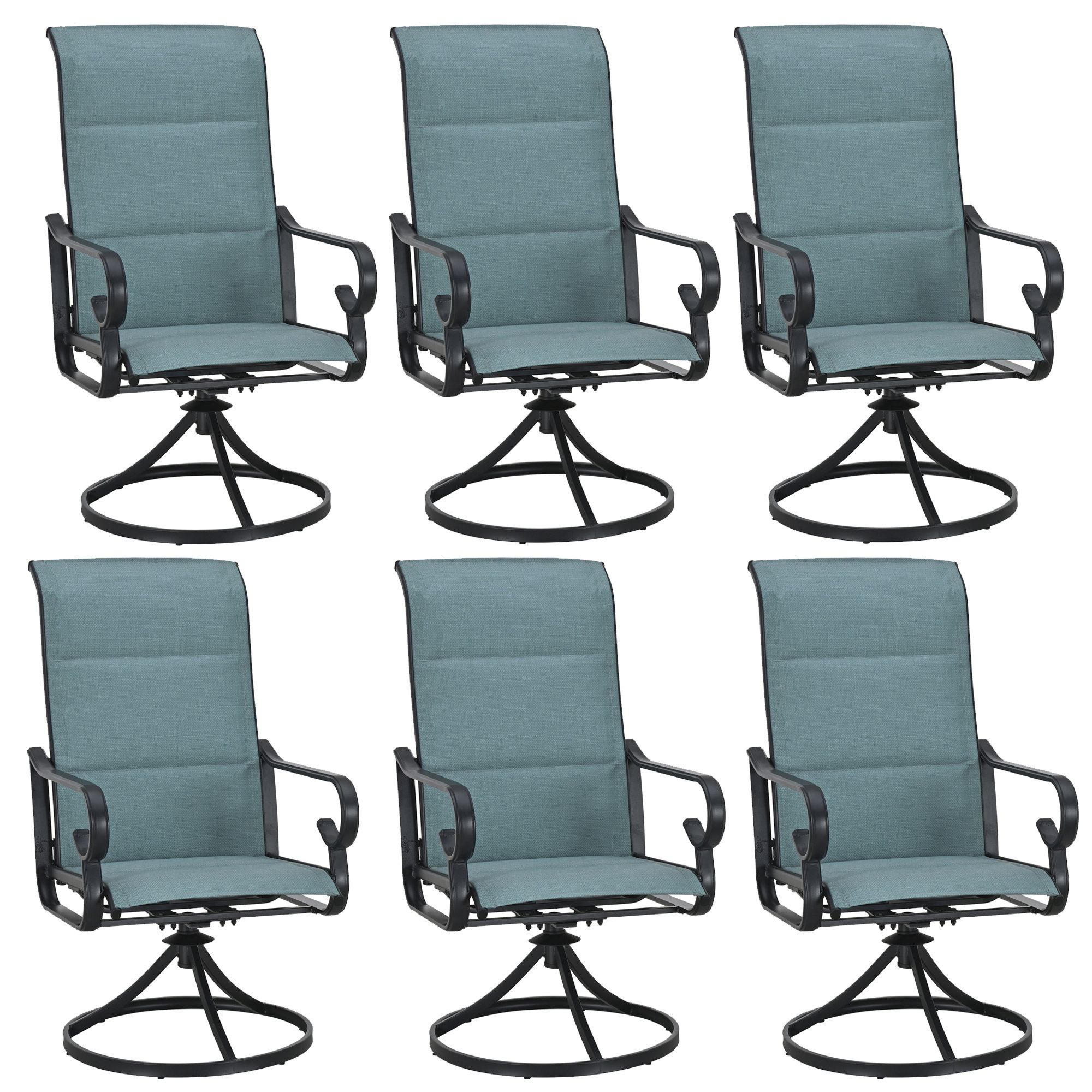 Canora Grey High Back Textilene Outdoor Swivel Chair Set 360° Rotating ...