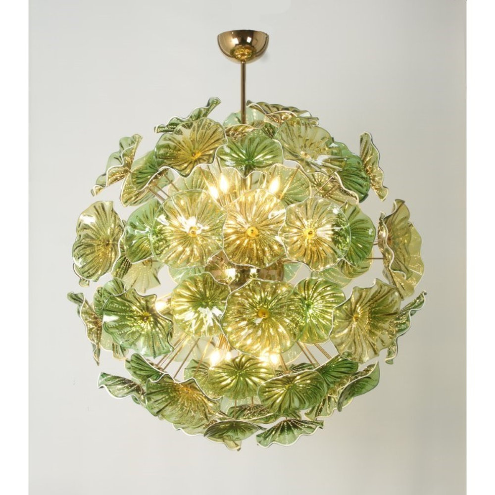 ALAN MIZRAHI LIGHTING Alan Mizrahi Fiore Verde Murano Disc Chandelier ...