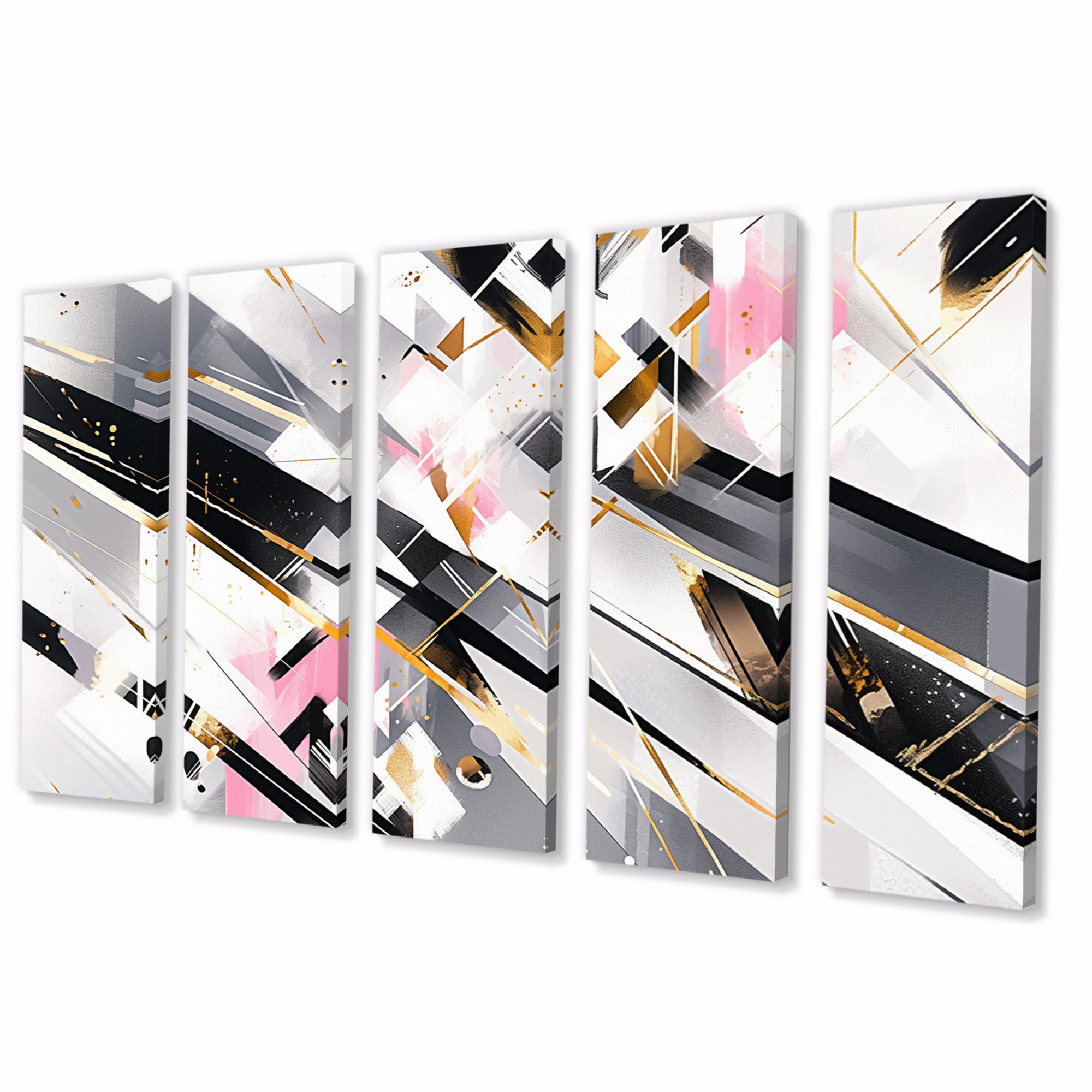 Brayden Studio® Pink Grey Symmetrical Abstract - Cubism Wall Decor - 5 ...