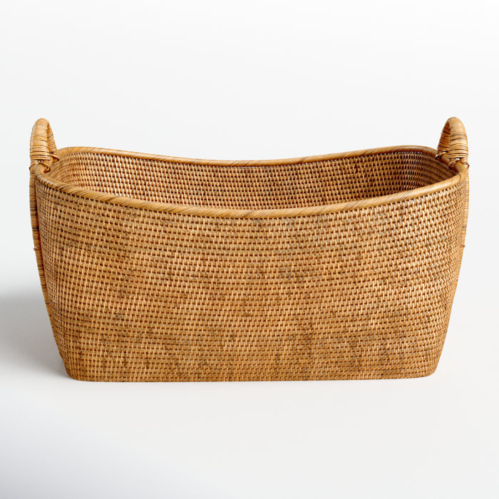 Thelma Handmade Rattan Basket With Handles 1 & Reviews | Birch Lane