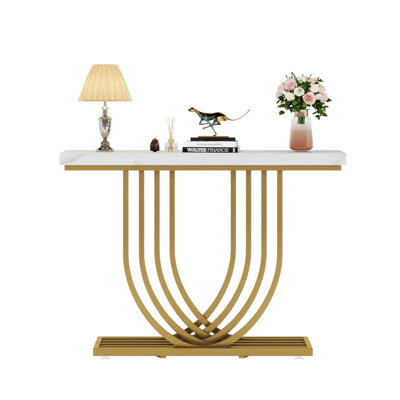 Mercer41 39" White Gold Console Table Modern Entryway Table & Reviews ...