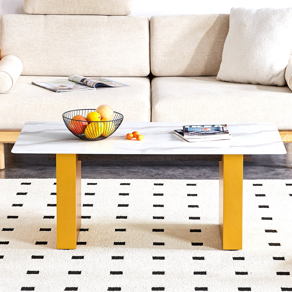 Mercer41 Modern Minimalist Tempered Glass With Sticker Desktop Coffee ...