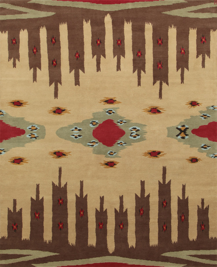 New Moon Rugs Mesa Southwestern Hand-Knotted Wool Area Rug in Brown ...