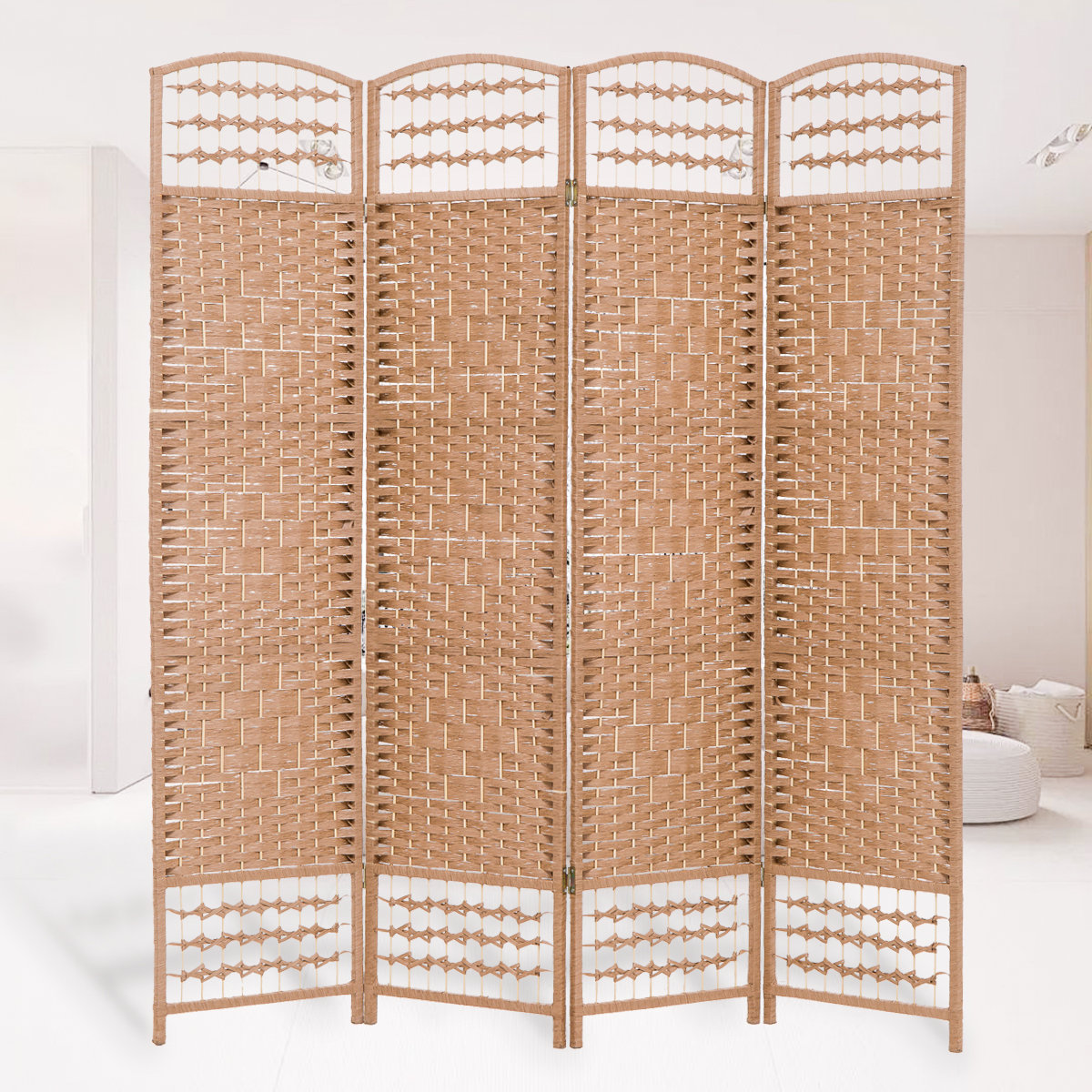 Bay Isle Home™ Roseau 62'' W x 68'' H 4 - Panel Bamboo Room Divider ...