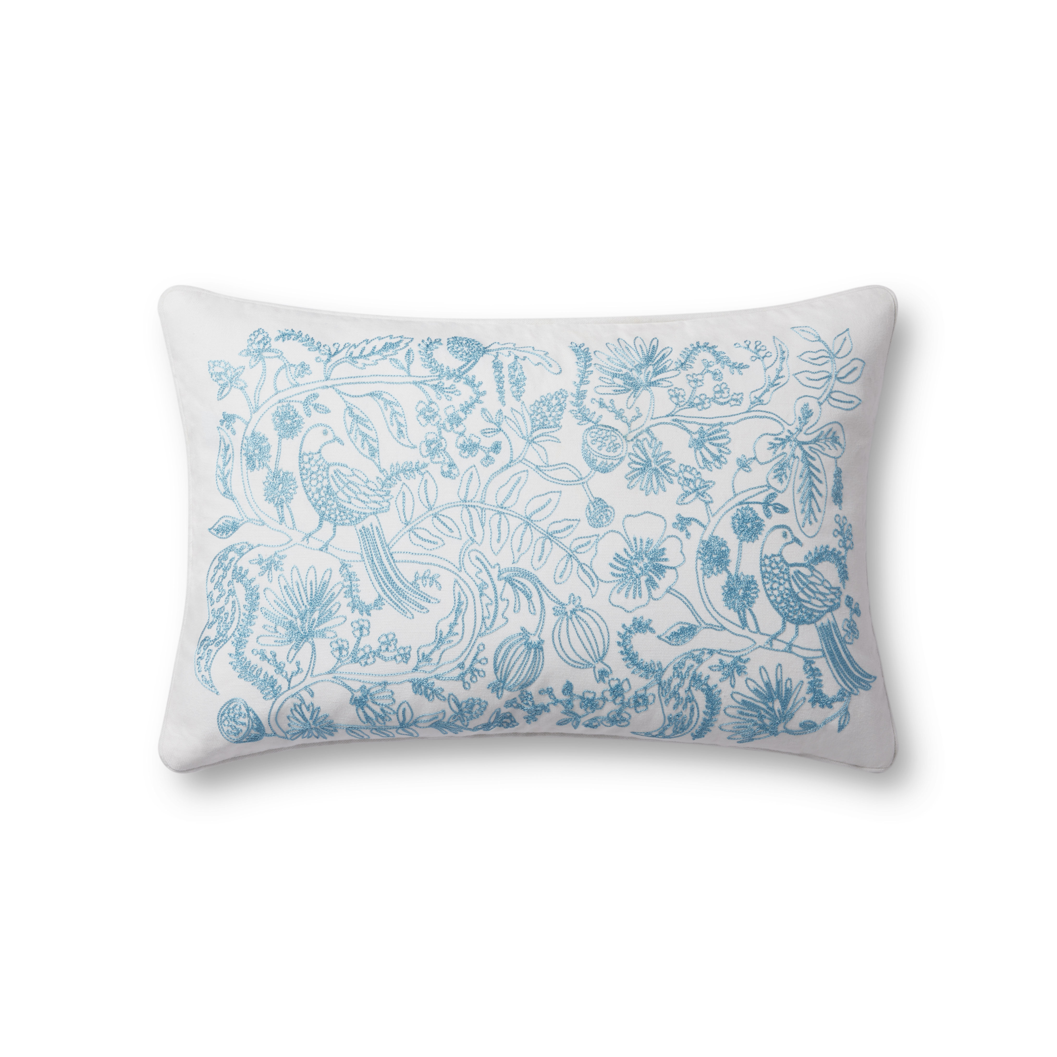 Rifle Paper Co. x Loloi Rifle Paper Co. X Loloi Aviary Blue Pillow ...