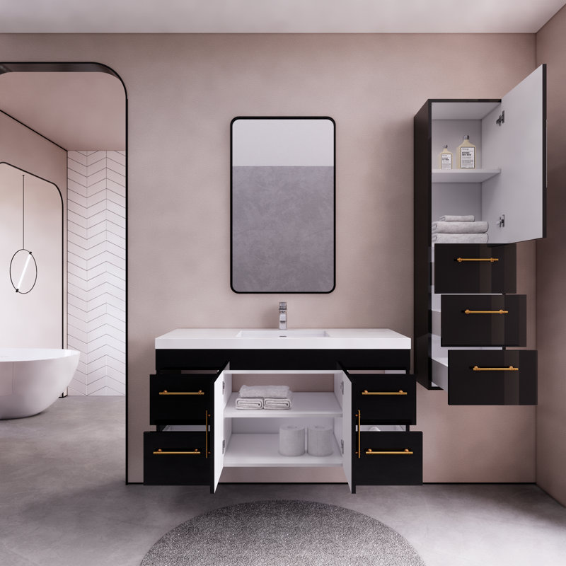 Brayden Studio Bastos 47" Wall-Mounted Single Bathroom Vanity Set | Wayfair