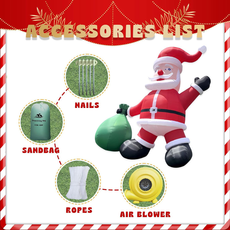 Connsann 26FT Inflatable Santa Claus with 680W Air Blower for Christmas ...
