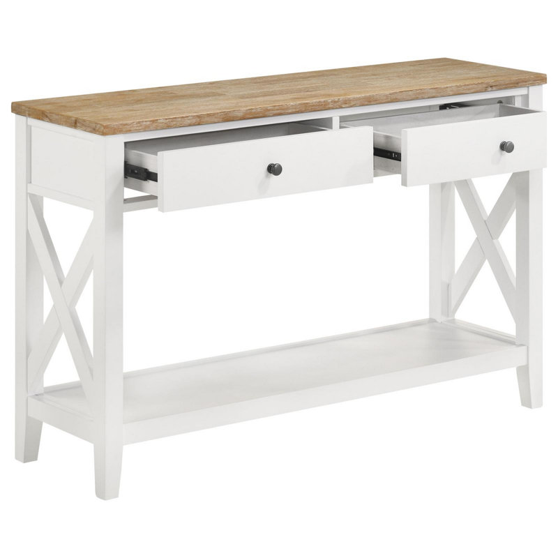 Gracie Oaks Veer Brown and White Rectangular Console Table | Wayfair
