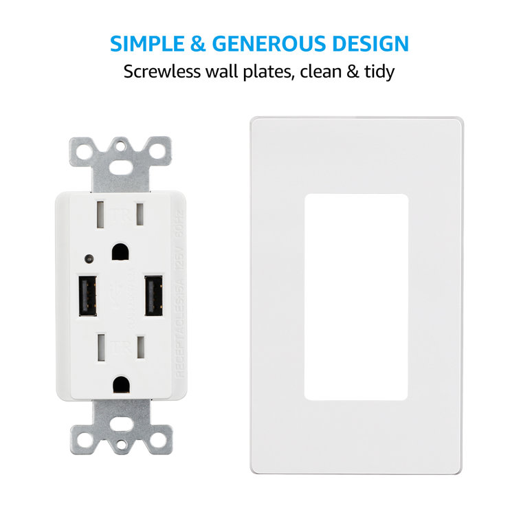 TORCHSTAR 15A Tamper-resistant Receptacles Socket USb Outlets, Wall ...