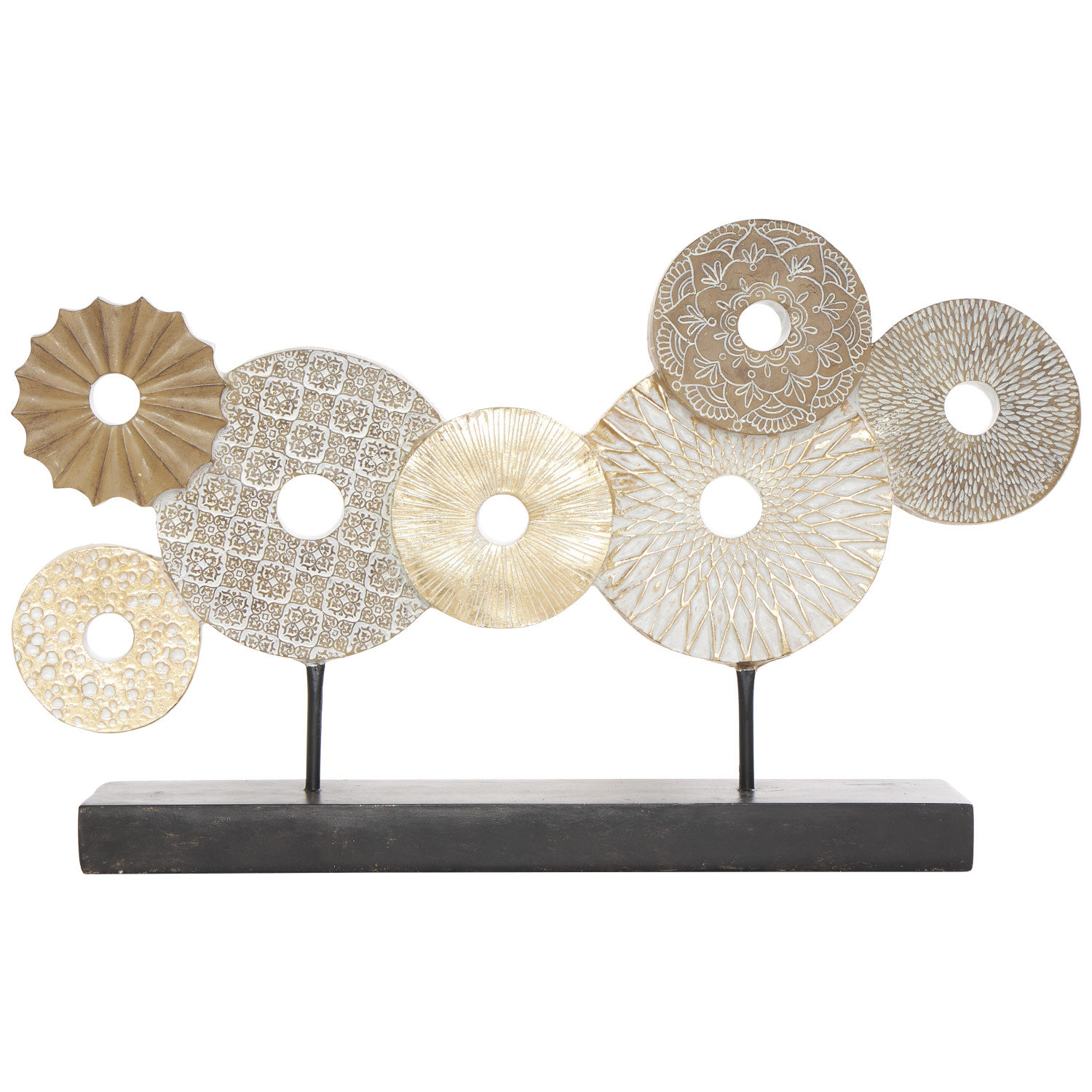 Bungalow Rose Emest Resin Overlapping Carved Circle Disk Floral ...