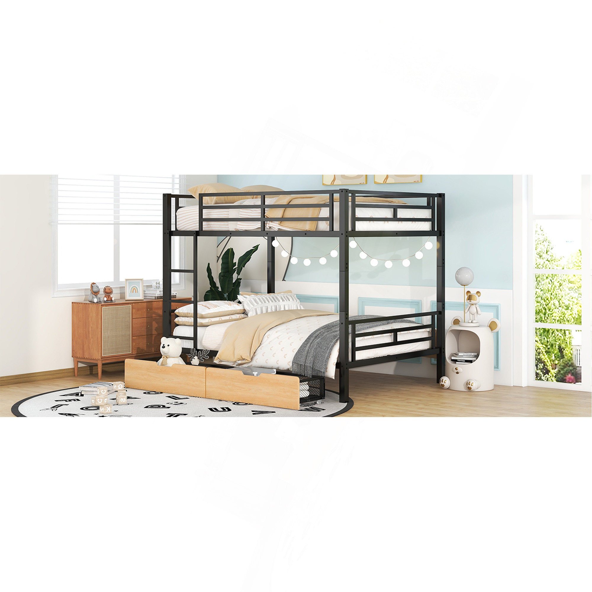 Ivy Bronx Metal Full Size Convertible Bunk Bed With 2 Drawers | Wayfair