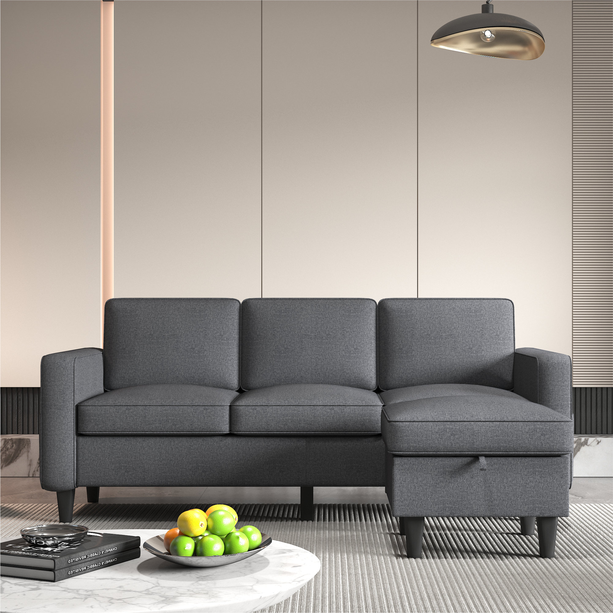 Ebern Designs Brynesha 78" Linen Square Arm Modular Slipcovered Sofa ...