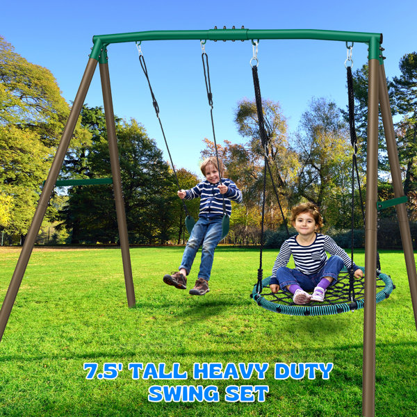 Klo Kick 7.5' Heavy Duty Tall Swing Sets For Backyard For Kids And ...