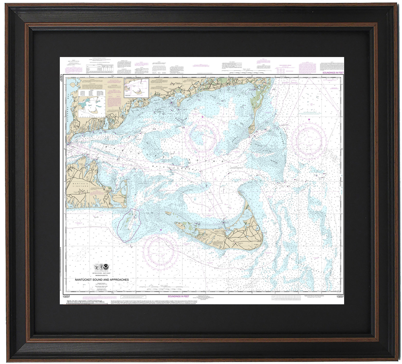 Longshore Tides Nantucket Sound, MA | Nautical Chart | Framed Print ...