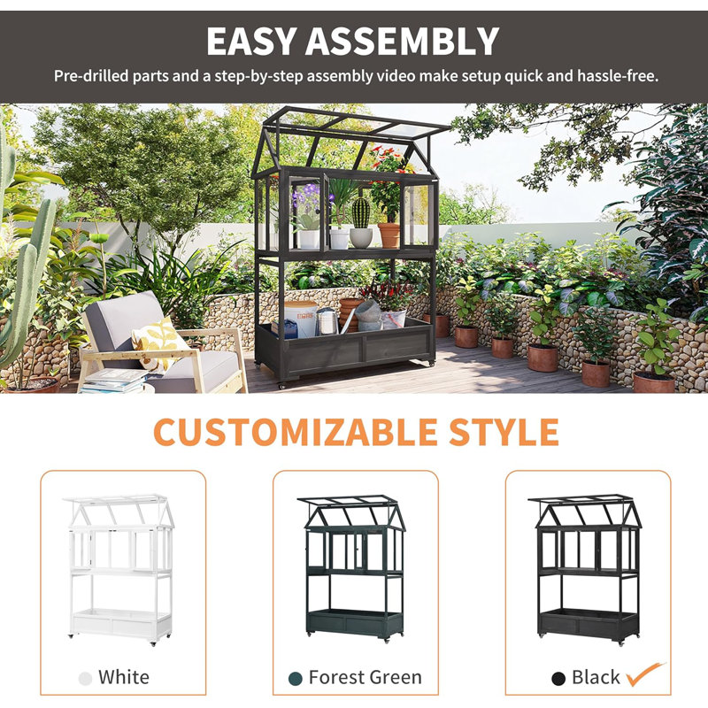 Living Source International Garden Wood Portable Cold Frame With ...