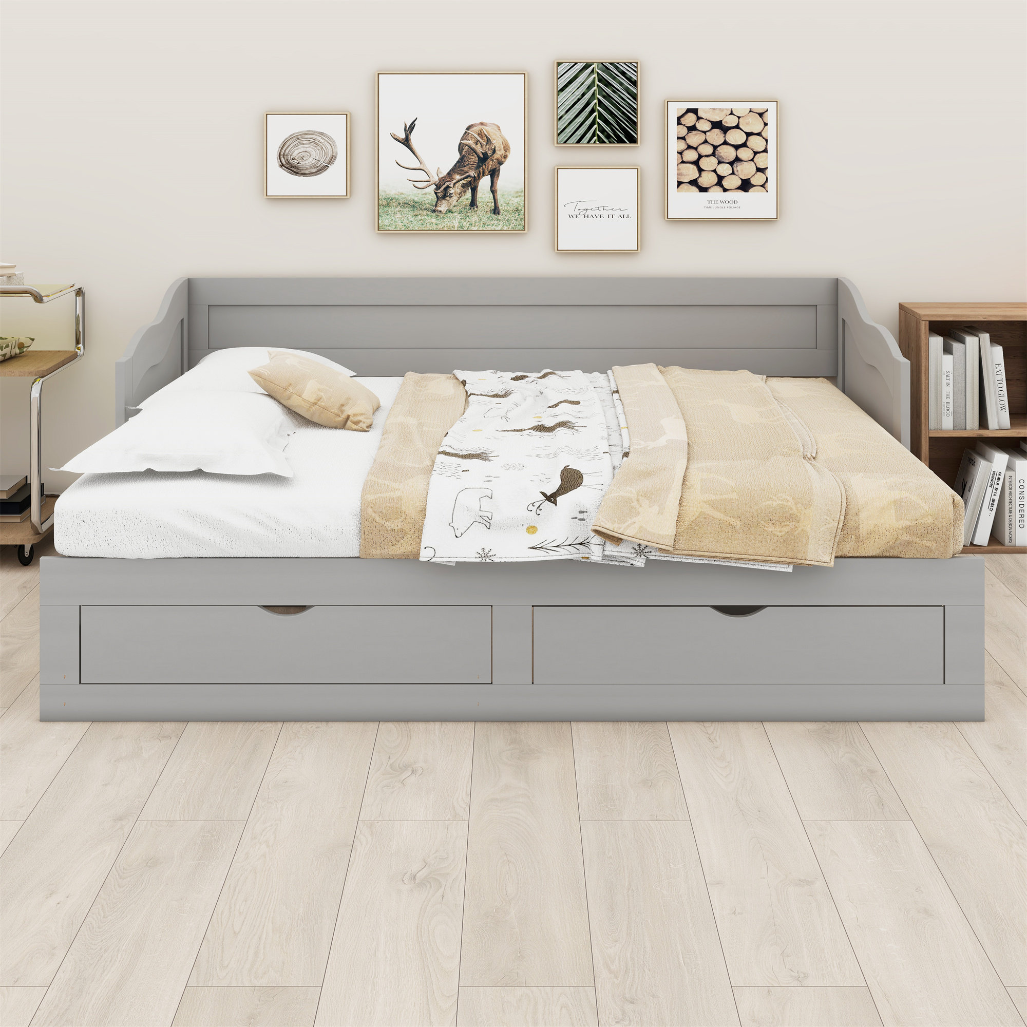 Latitude Run® Daybed With Trundle Bed And Two Storage Drawers ...