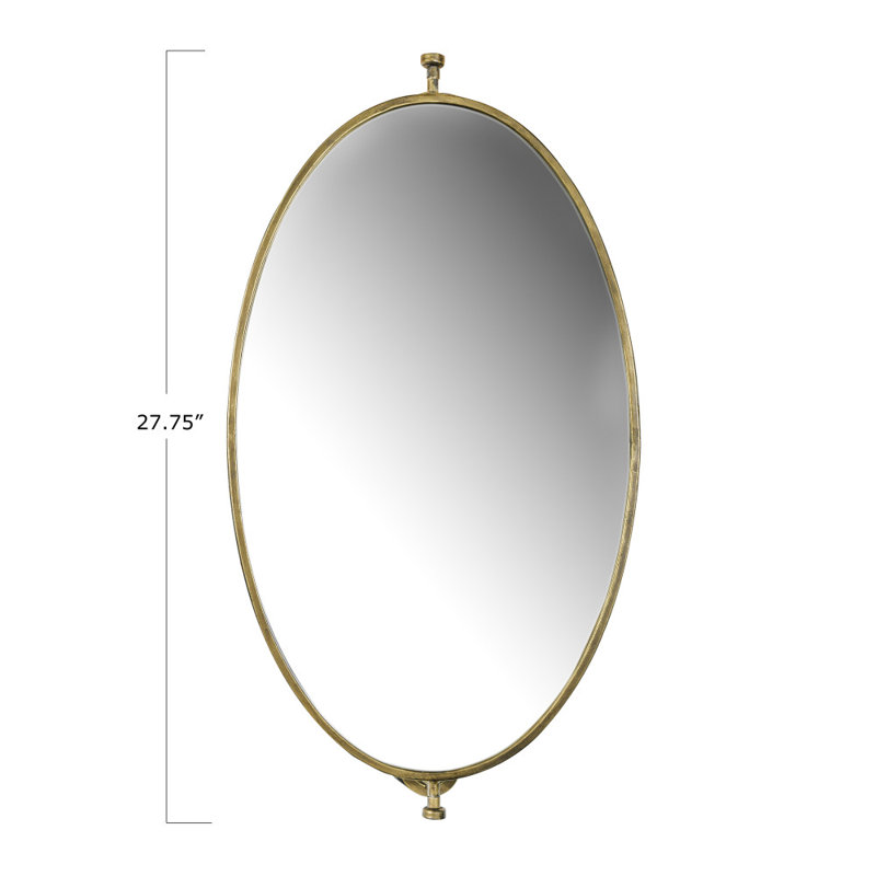 Mercer41 Seay Distressed Oval Metal Framed Pivoting Wall Mirror ...