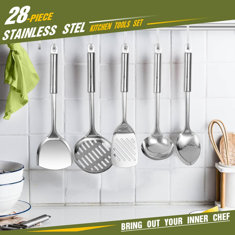Fish hunter 28 -Piece Stainless Steel Assorted Kitchen Utensil Set ...