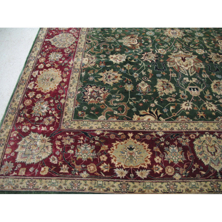 Woven Concepts Oriental Hand-Knotted Wool Area Rug in Green/Red/Beige ...