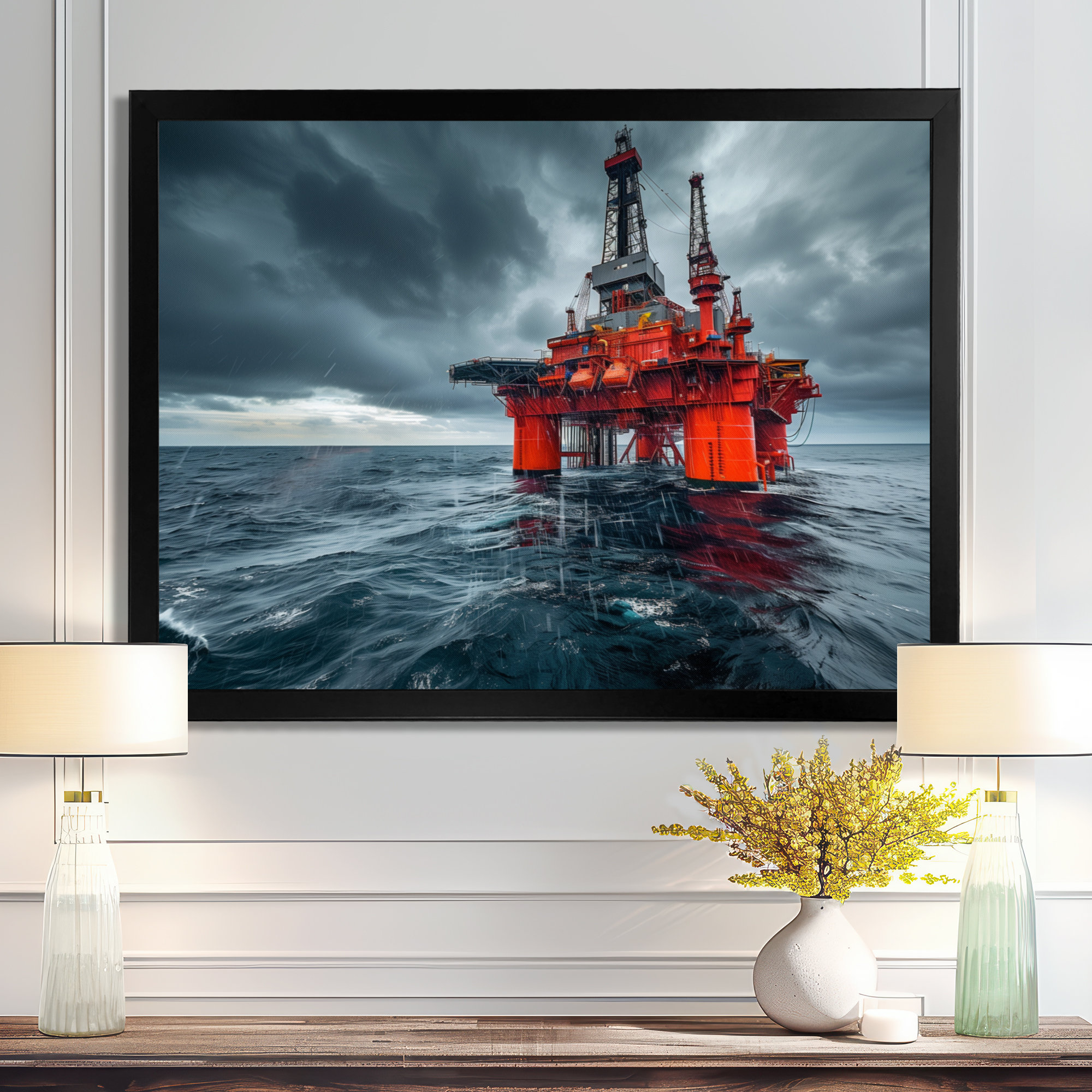 Breakwater Bay Red Grey Winter Drilling Dynamics Oil Rig - Oil Rigs ...