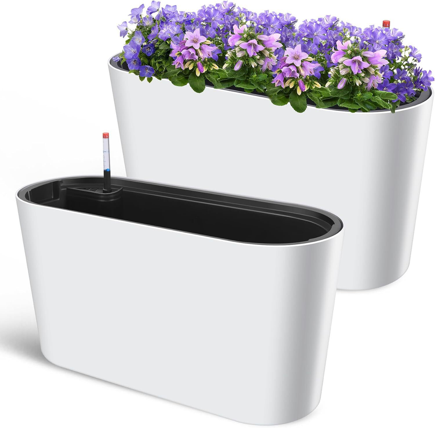 Latitude Run® Tall Oval Planter Box With Wheels Modern Flower Pots With ...