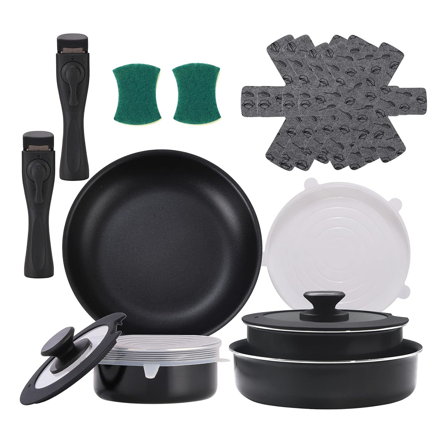 BN-LINKKL 16 Pieces Kitchen Removable Handle Cookware Sets, Stackable ...
