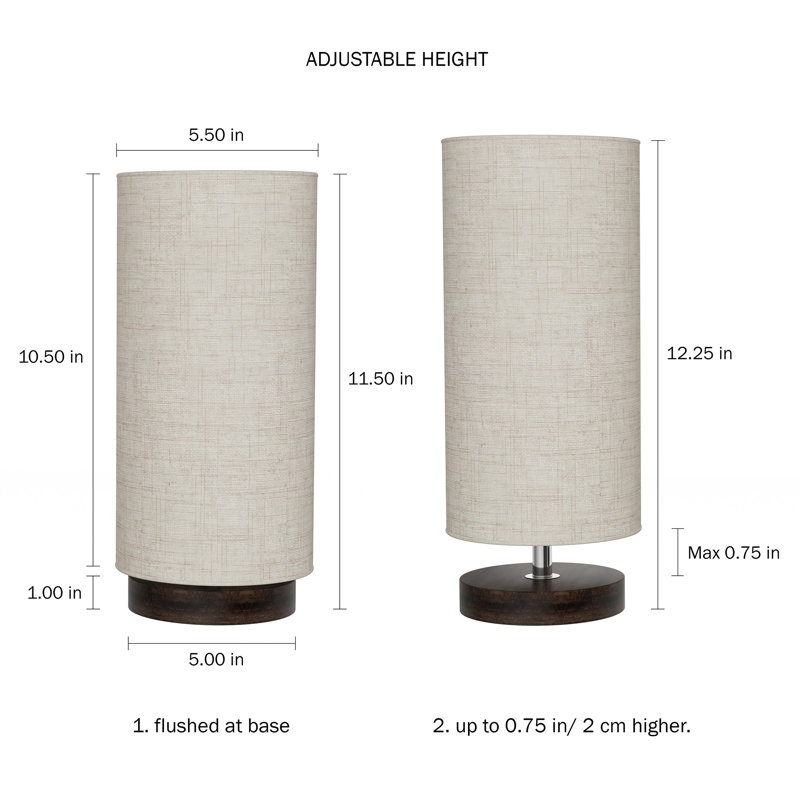 Wrought Studio™ Oronoco 12" Table Lamp with Wood Base - Modern Cylinder ...