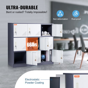VEVOR Metal 3 - Tier 35.4'' Employee Locker with Built In Key Lock ...