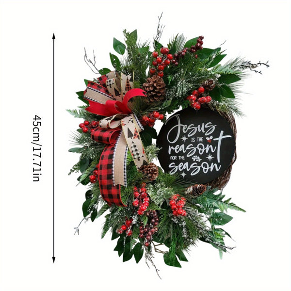 Ophelia & Co. Vintage Christmas Wreath - 17.7 Inch Rustic Holiday Door ...