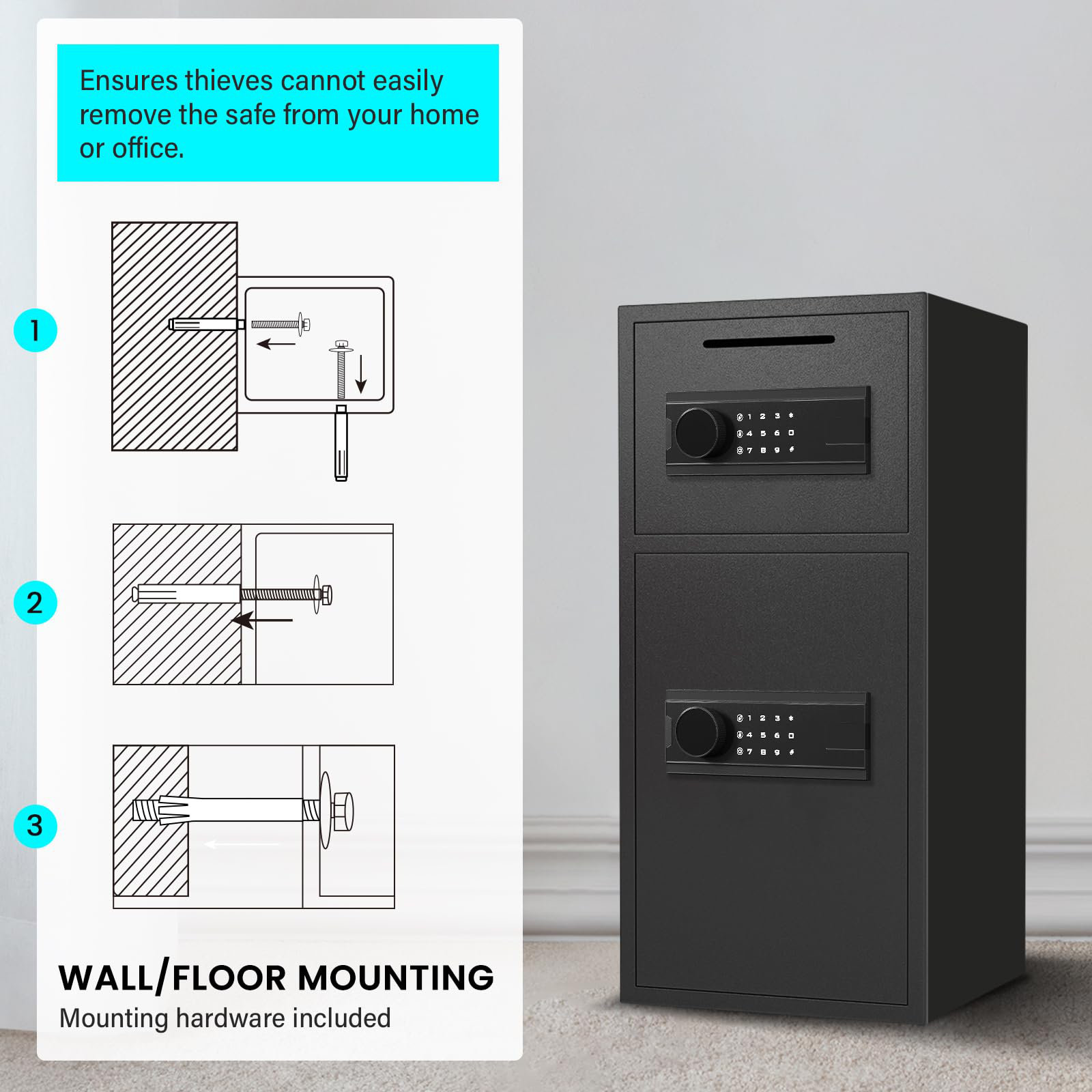 ZenithZest 6.5 Cub Extra Large Safe Box, Home Safe With Fireproof ...