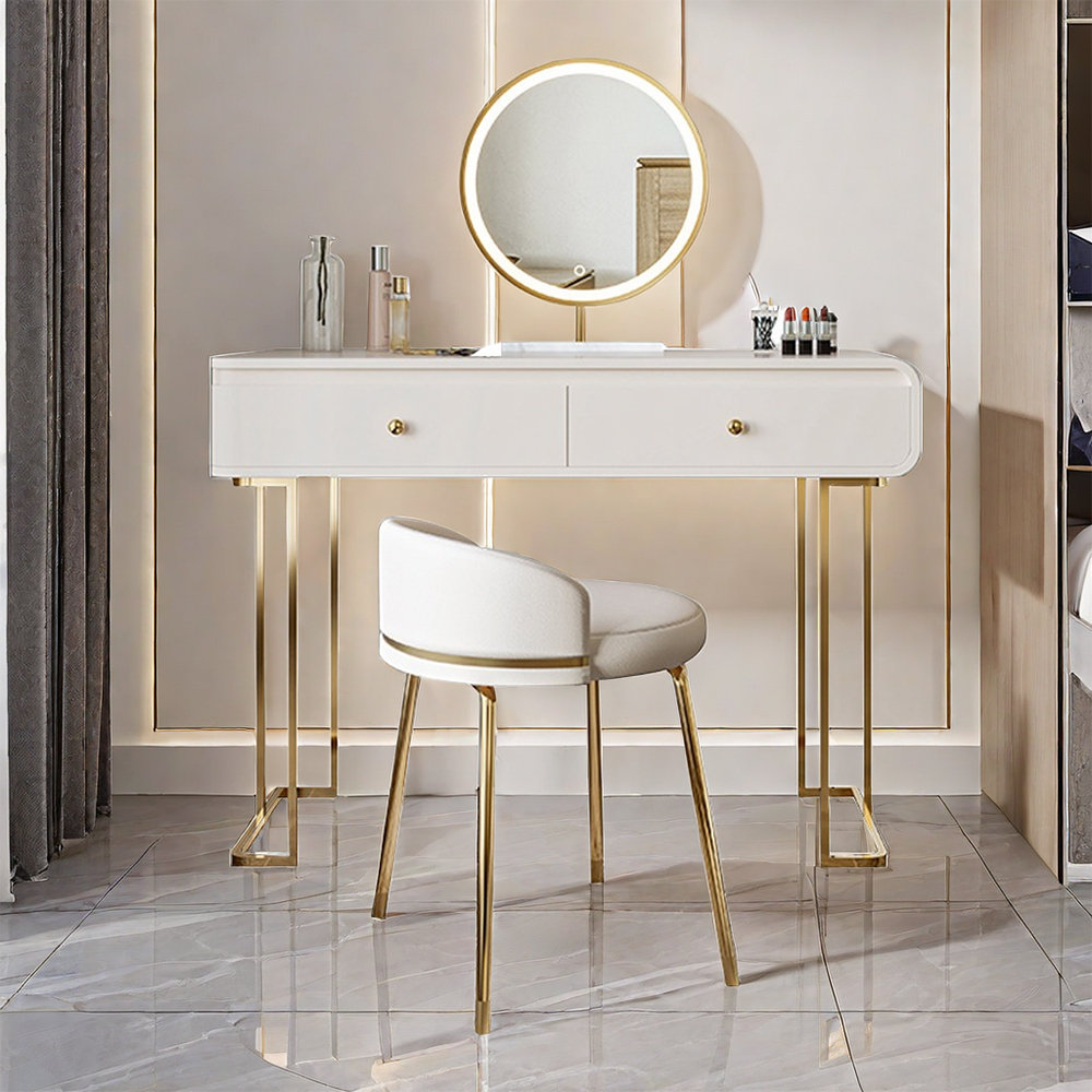 Everly Quinn Simple Modern Solid Wood Makeup Vanity Vanity | Wayfair