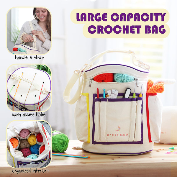 Hearth & Harbor Crochet Kit, Includes Bag, Cotton Crochet Yarn, Hooks ...