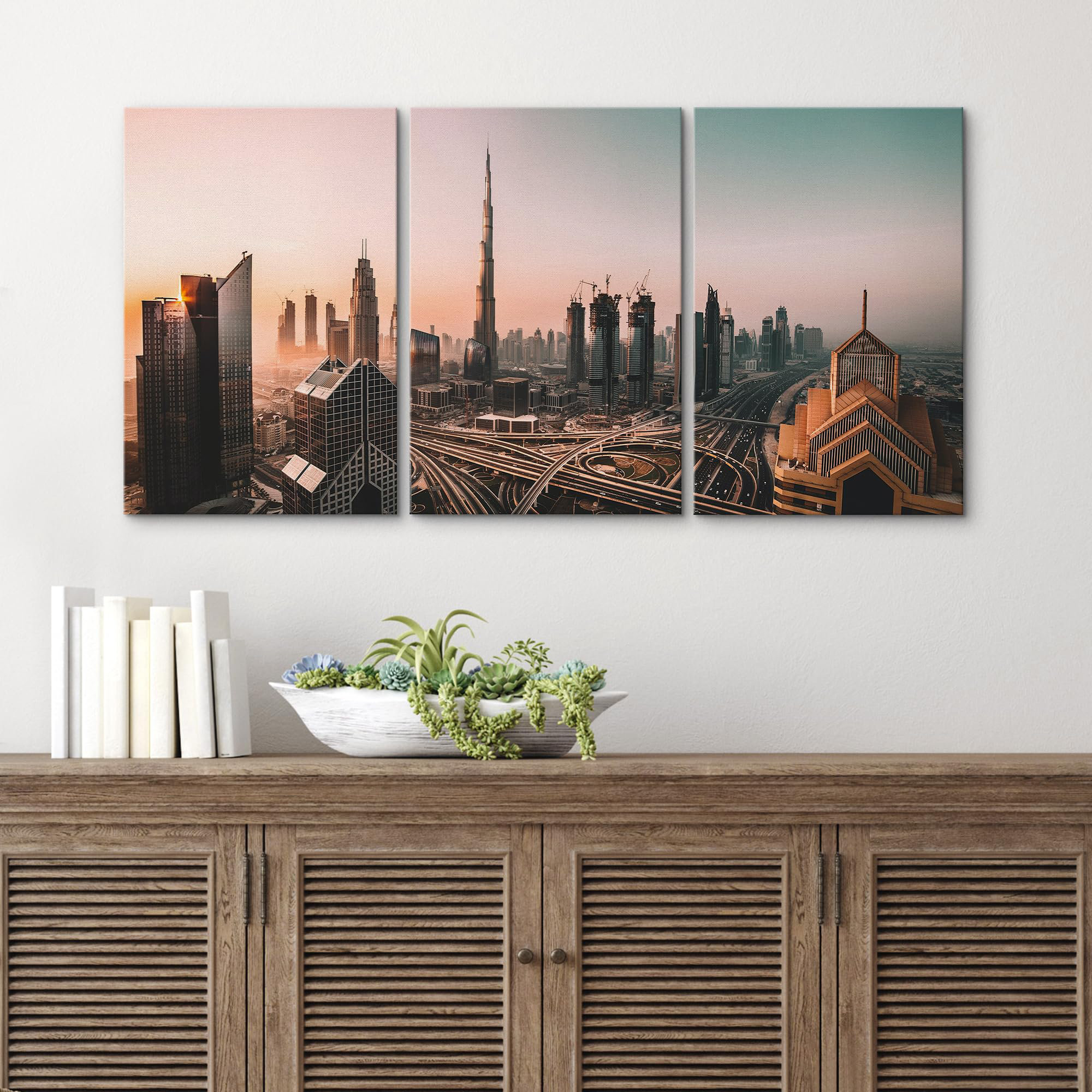 IDEA4WALL Sunrise Sunrays in Modern City Buildings Cityscape ...