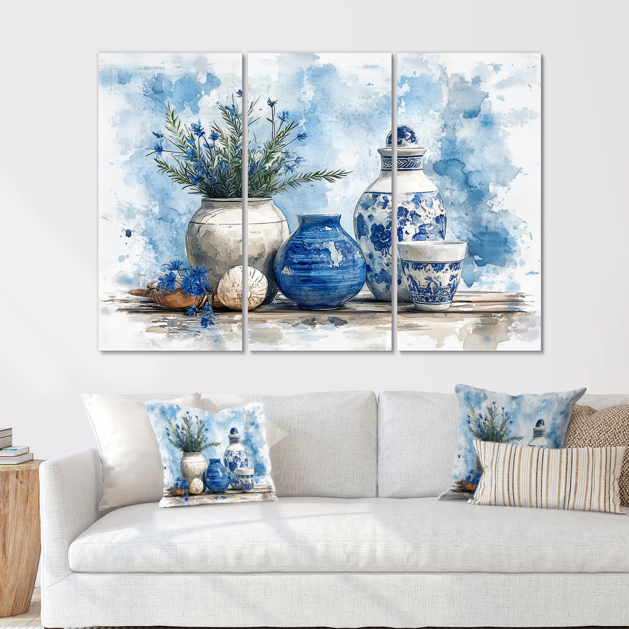 Bungalow Rose Blue And White Boho Pottery Coastal Artistry III - Boho ...