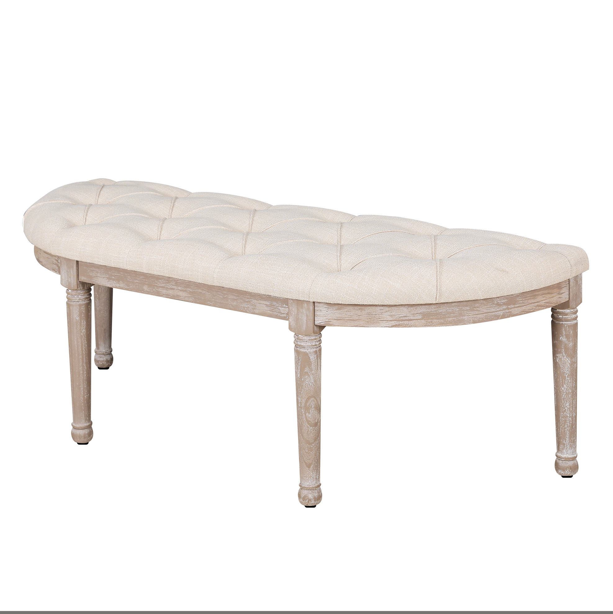 Fleur De Lis Living Exquisite French-Style Tufted Halfmoon Ottoman ...