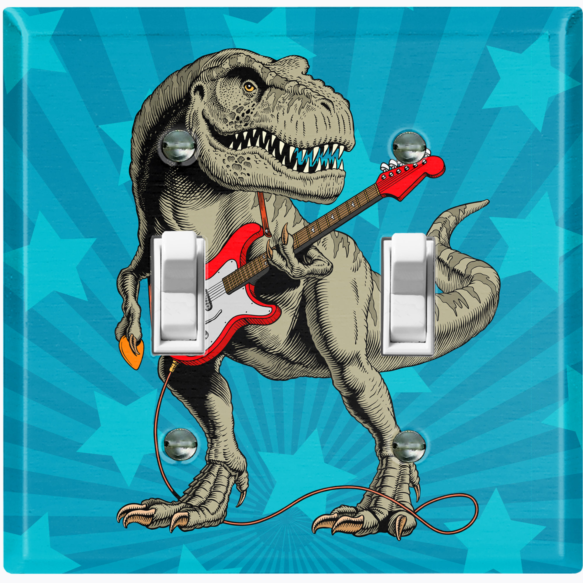 WorldAcc Metal Light Switch Plate Outlet Cover (Dinosaur T-Rex Guitar ...