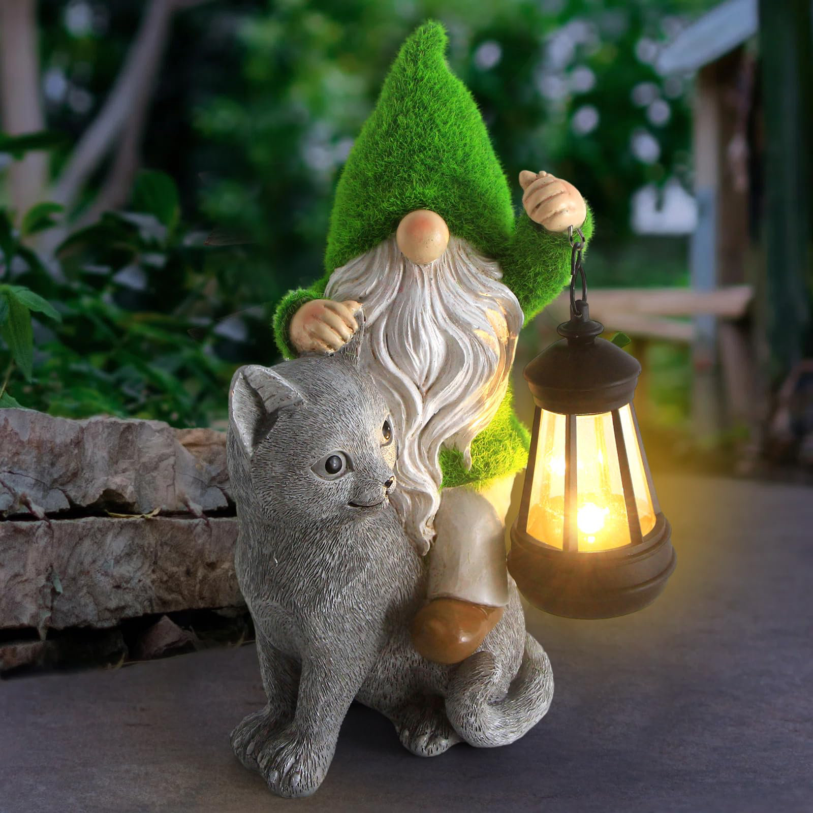 Trinx Decorate The Garden With Solar Powered Lights For The Cat Dwarf ...
