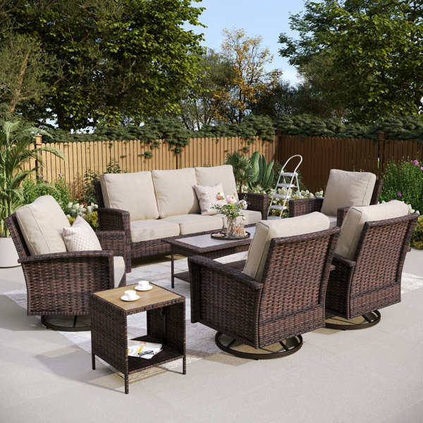 Alphamarts Outdoor Wicker Patio Conversation Furniture Set & Reviews ...