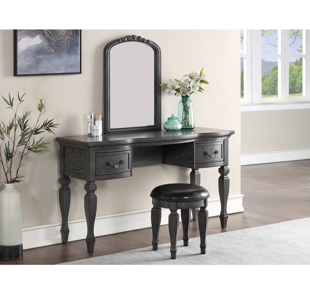 Darby Home Co Antique Vanity Set with Stool and Mirror, Large size (54 ...