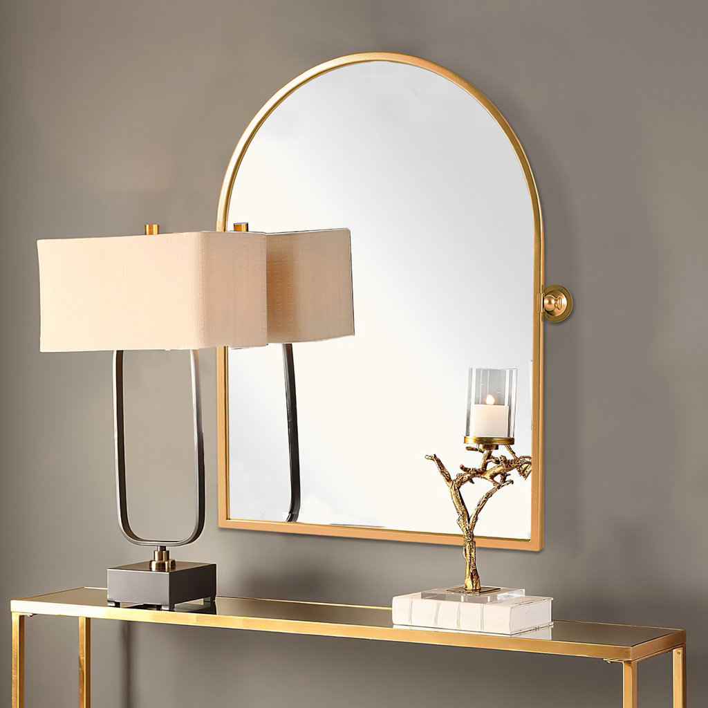 Mercer41 Modern Arch-Top Metal Framed Golden Pivoted Bathroom Vanity ...