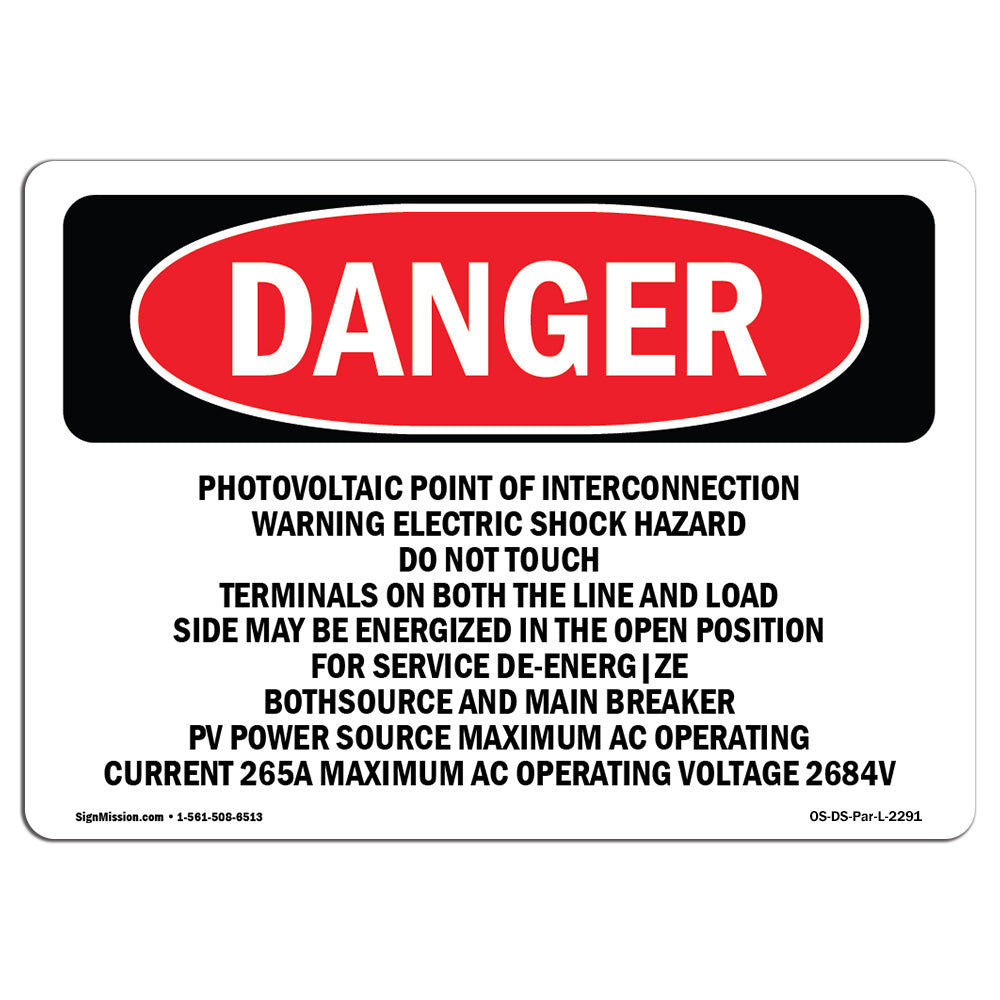 SignMission Photovoltaic Point Of Interconnection Warning Aluminum Sign ...